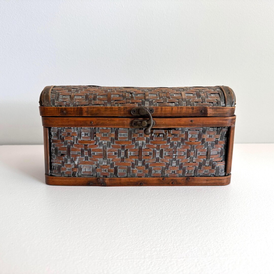 Vintage Woven Wood Lidded Box, Cottagecore Keepsake Storage - Etsy