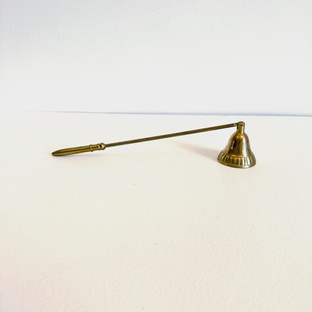Vintage Brass Bell Shaped Candle Snuffer W/ Long Hinged Handle | Mid ...