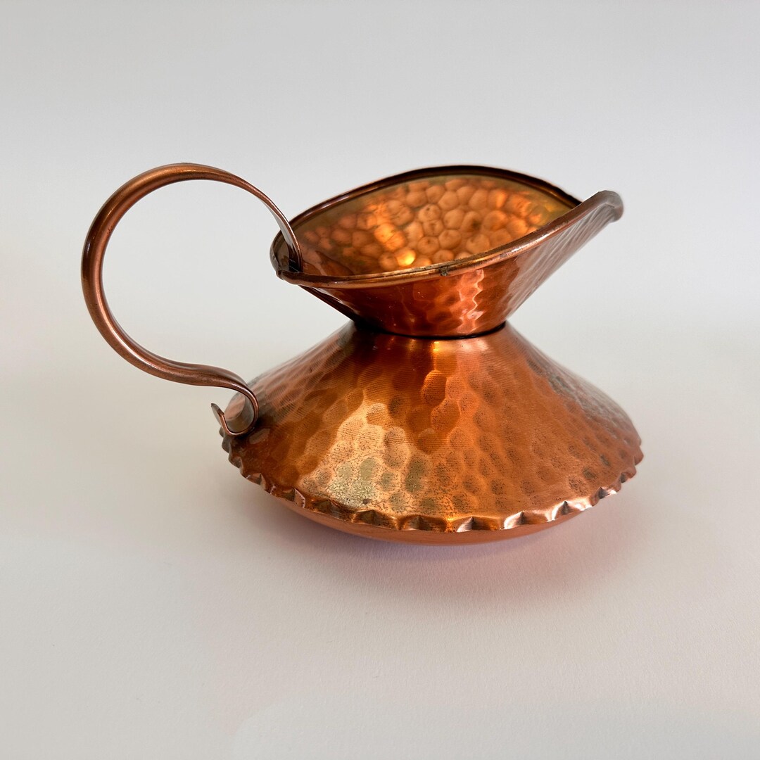 Vintage Gregorian USA Solid Copper Hand Hammered Pitcher With Handle ...