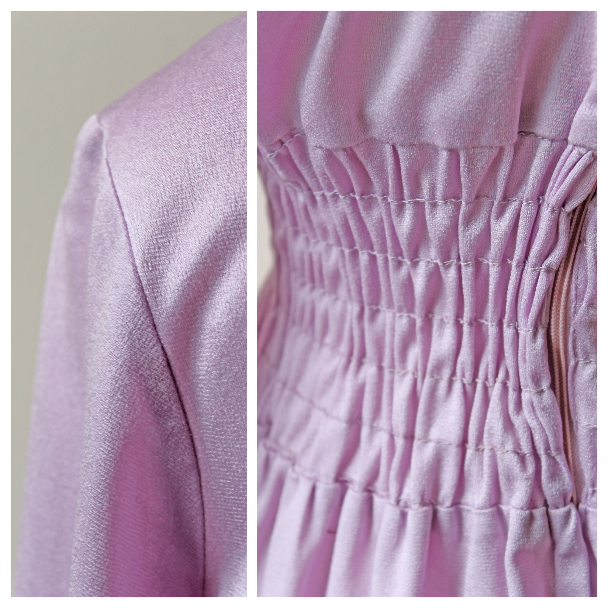 1970s Vintage Light Purple Bow V-neck Pintuck Long Sleeve - Etsy Norway