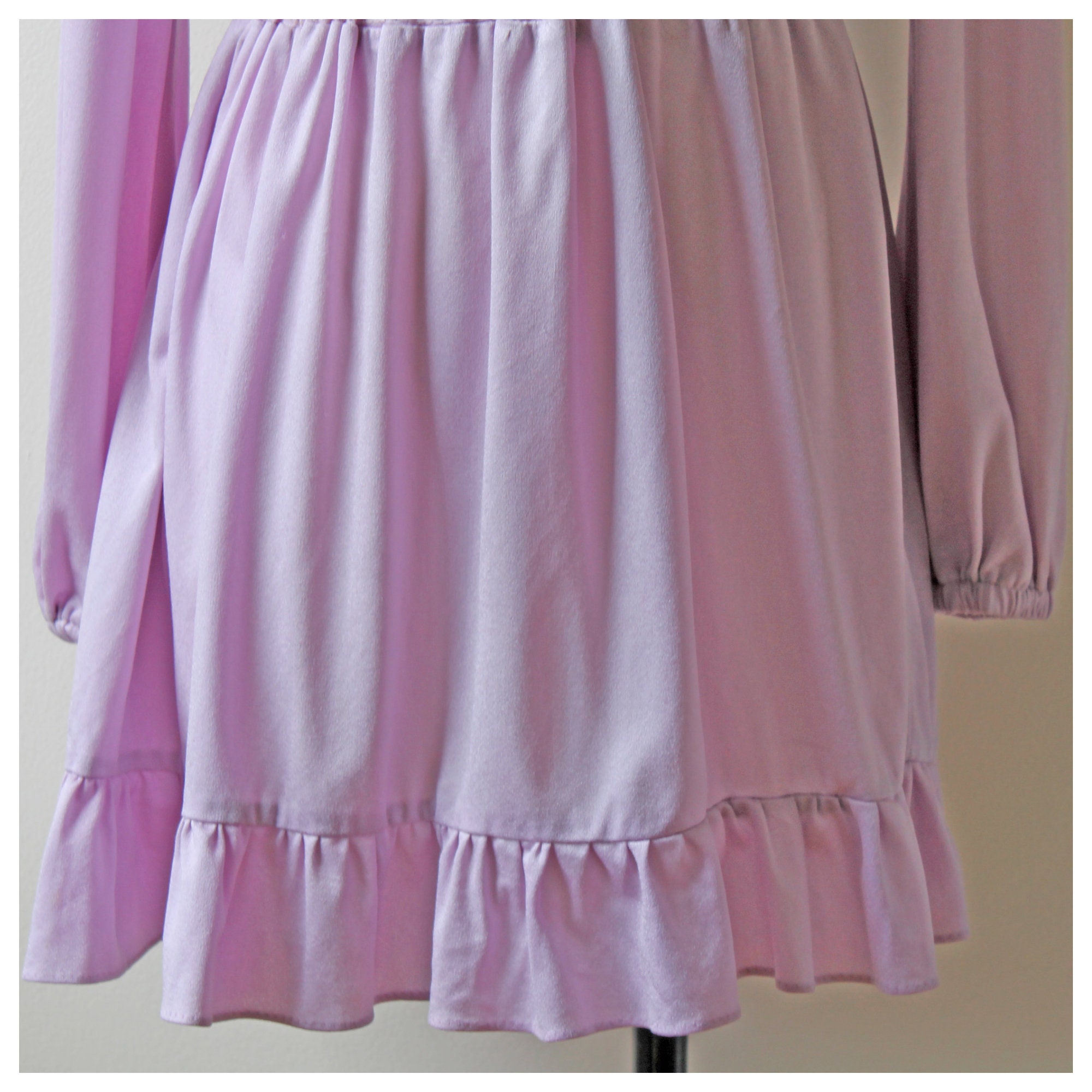 1970s Vintage Light Purple Bow V-neck Pintuck Long Sleeve - Etsy Norway
