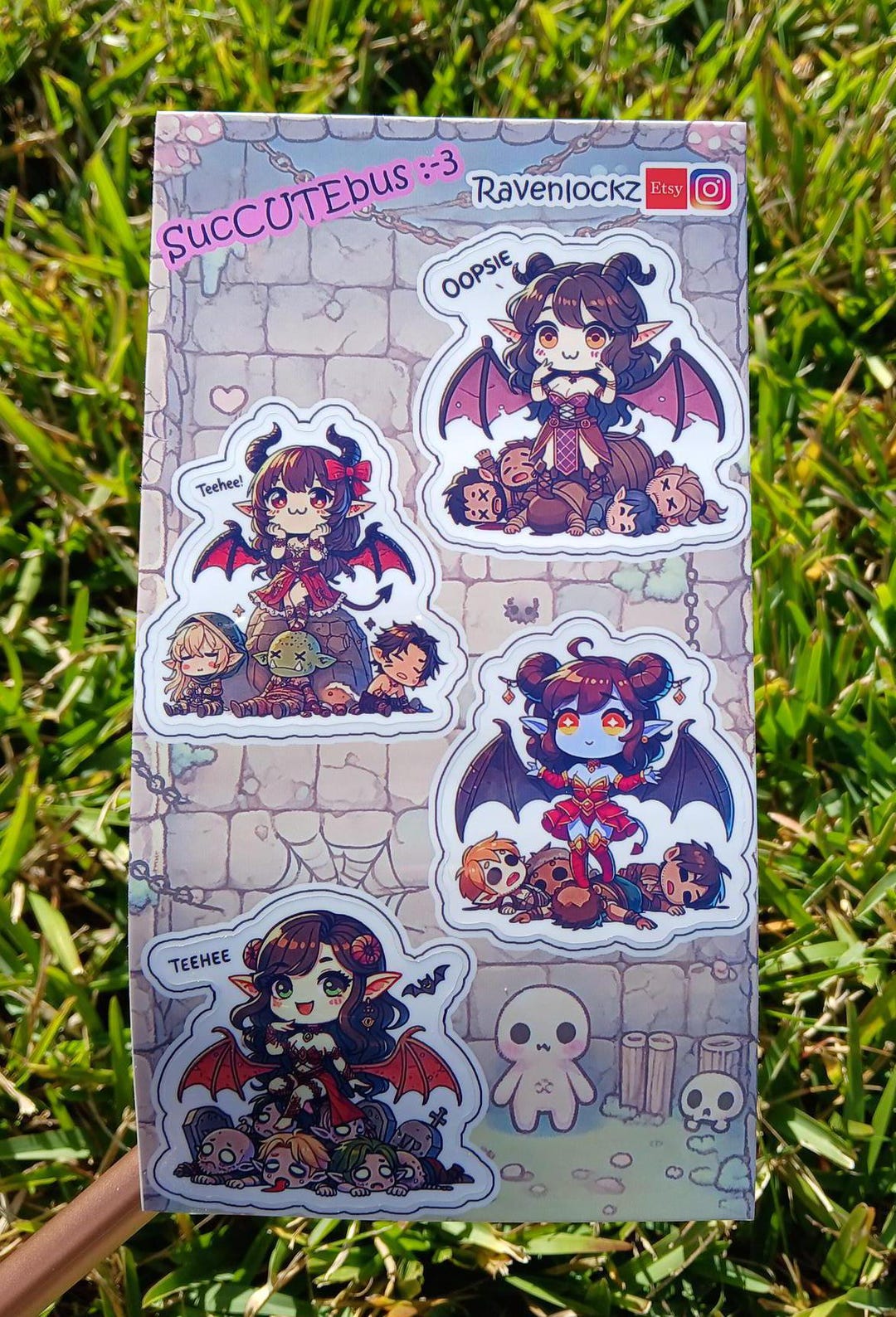 Succutebus Demon Succubus Sticker Sheet Cute Playful Vinyl 3.5x6 Inch ...