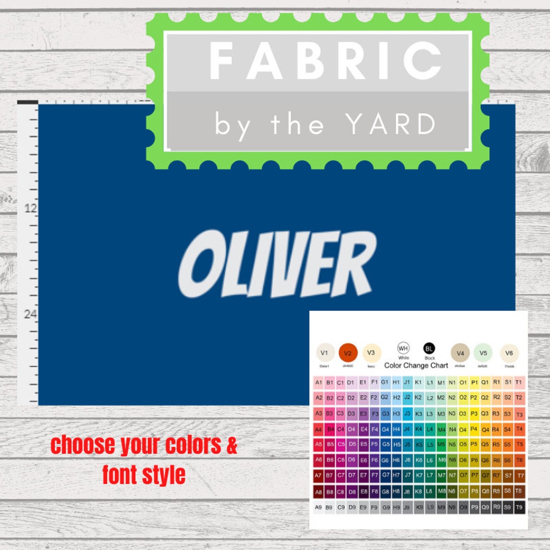 PERSONALIZED Solid Name Fabric By The Yard 1 Name 1 Color Etsy