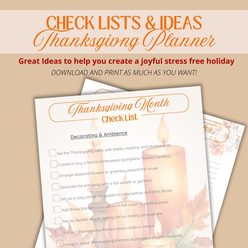 Thanksgiving Planner Printable, Stress Free Holiday, Thanksgiving ...