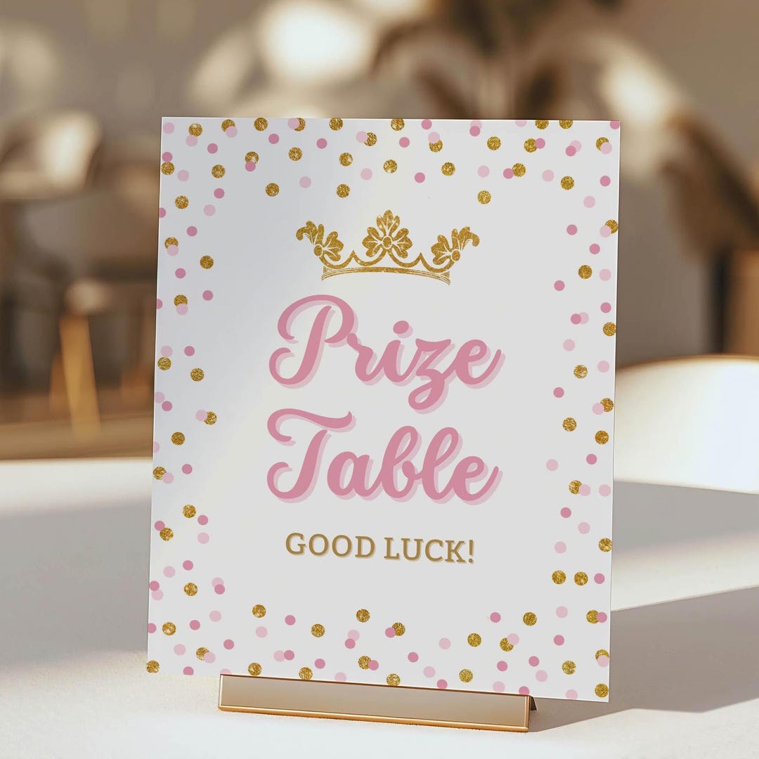Princess Prize Table Sign, Baby Shower Sign, 5x7 & 8x10, Instant ...