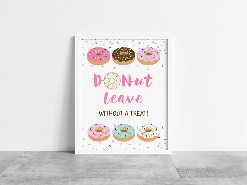 Donut Leave Without a Treat Sign, Pink Donut Sprinkle Baby Shower Favor ...