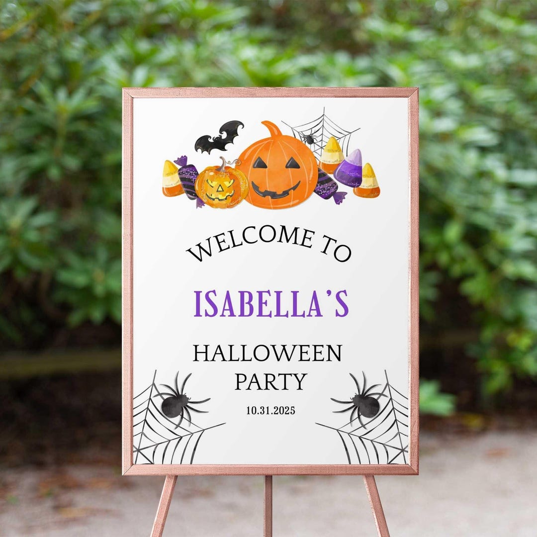 Spooky Halloween Party Welcome Sign Template, 18x24 & 24x36, Self-edit ...