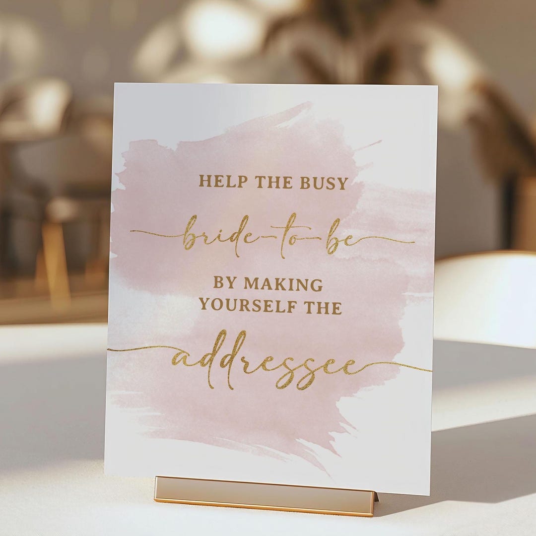 Blush Address an Envelope Bridal Shower Sign, Help the Busy Bride-to-be ...