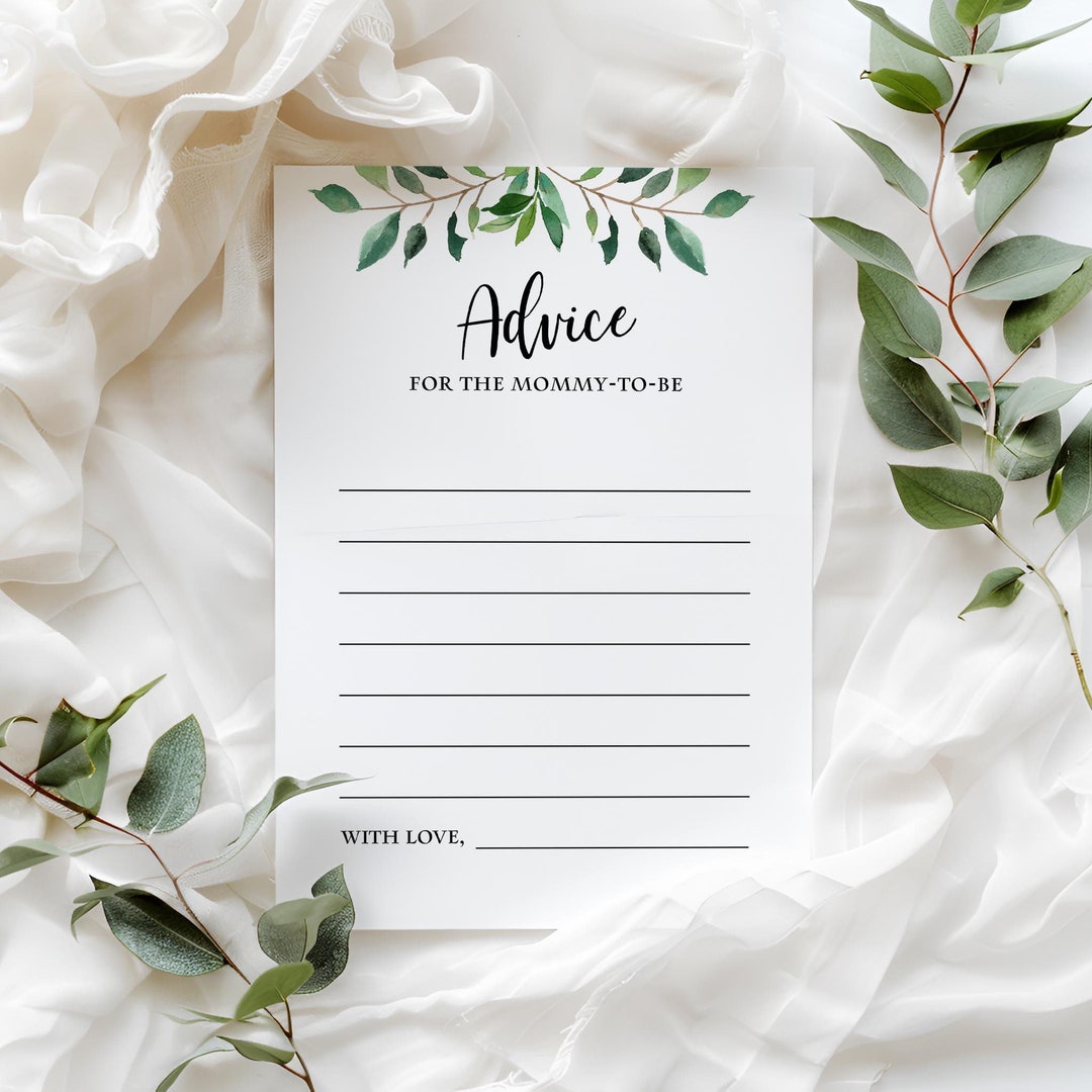 Greenery Advice for the Mommy-to-be Baby Shower Game, Greenery ...