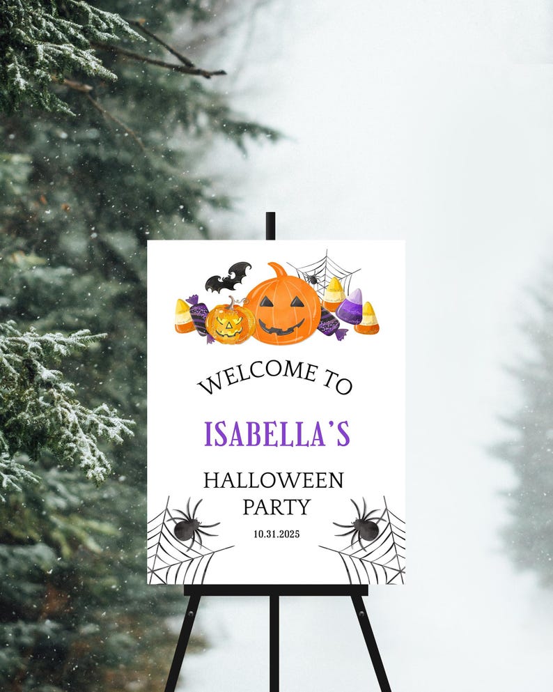 Spooky Halloween Party Welcome Sign Template, 18x24 & 24x36, Self-edit ...