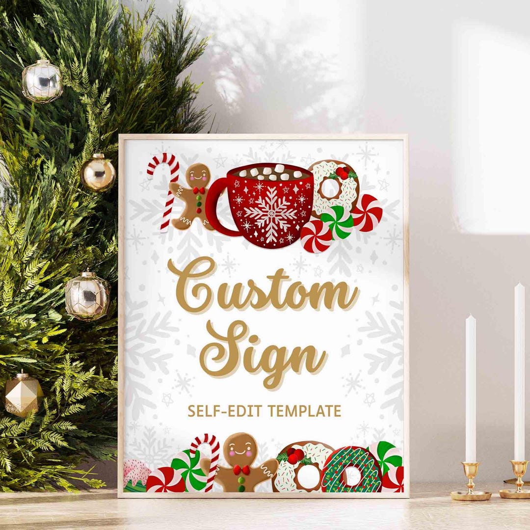 Christmas Party Table Sign Template, Sweet Xmas Cocoa Design, 5x7 ...