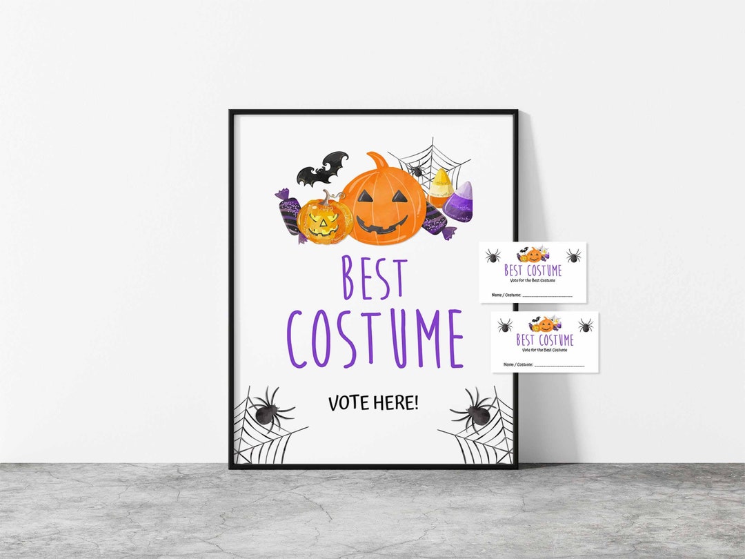 Halloween Best Costume Vote Here Sign & Tickets, Spooky Halloween Party ...