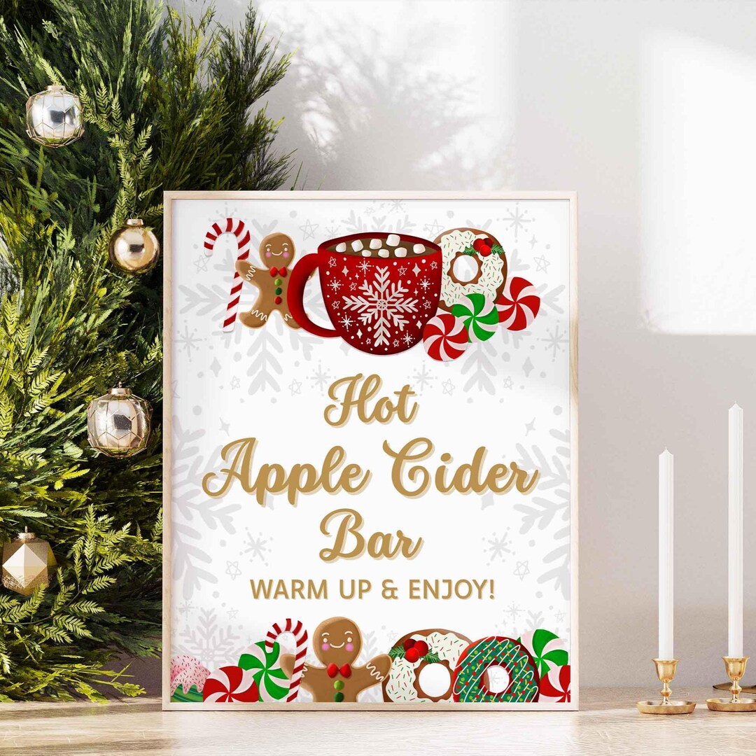 Christmas Hot Apple Cider Bar Sign: Printable Party Decor (instant ...