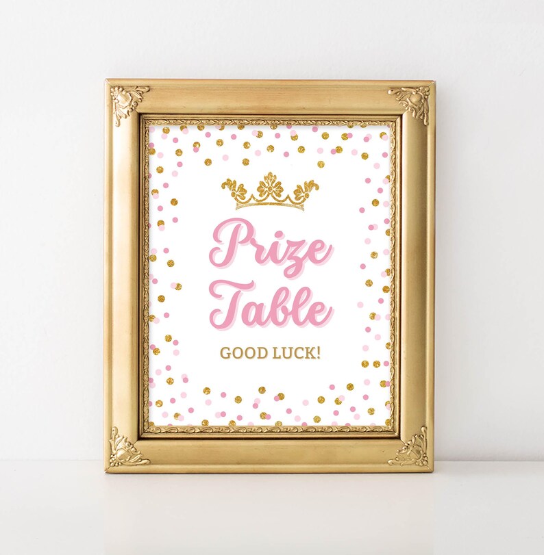 Princess Prize Table Sign, Baby Shower Sign, 5x7 & 8x10, Instant ...