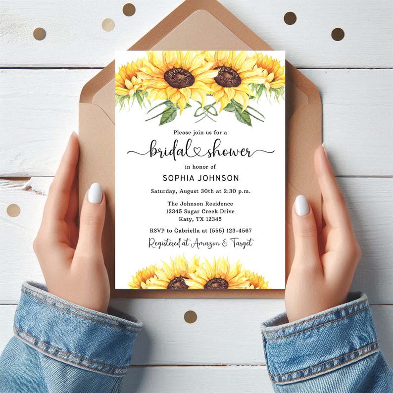 Sunflower Bridal Shower Invitation Template, Sunflowers Wedding Shower ...