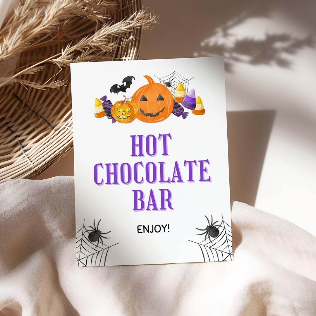 Halloween Hot Chocolate Bar Sign, Spooky Cute Party Table Sign, 5x7 ...