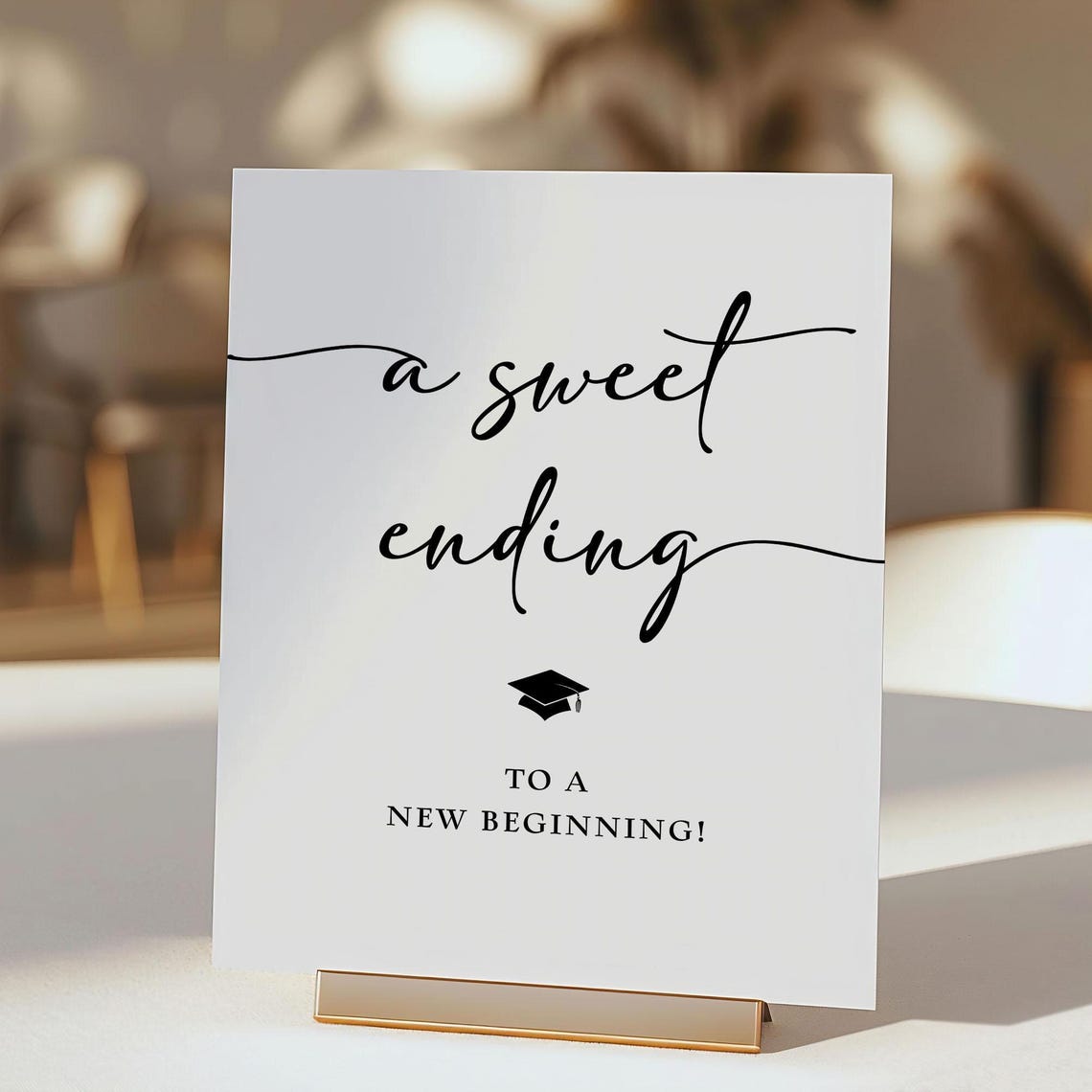 A Sweet Ending to a New Beginning Graduation Sign, Minimalist Grad ...