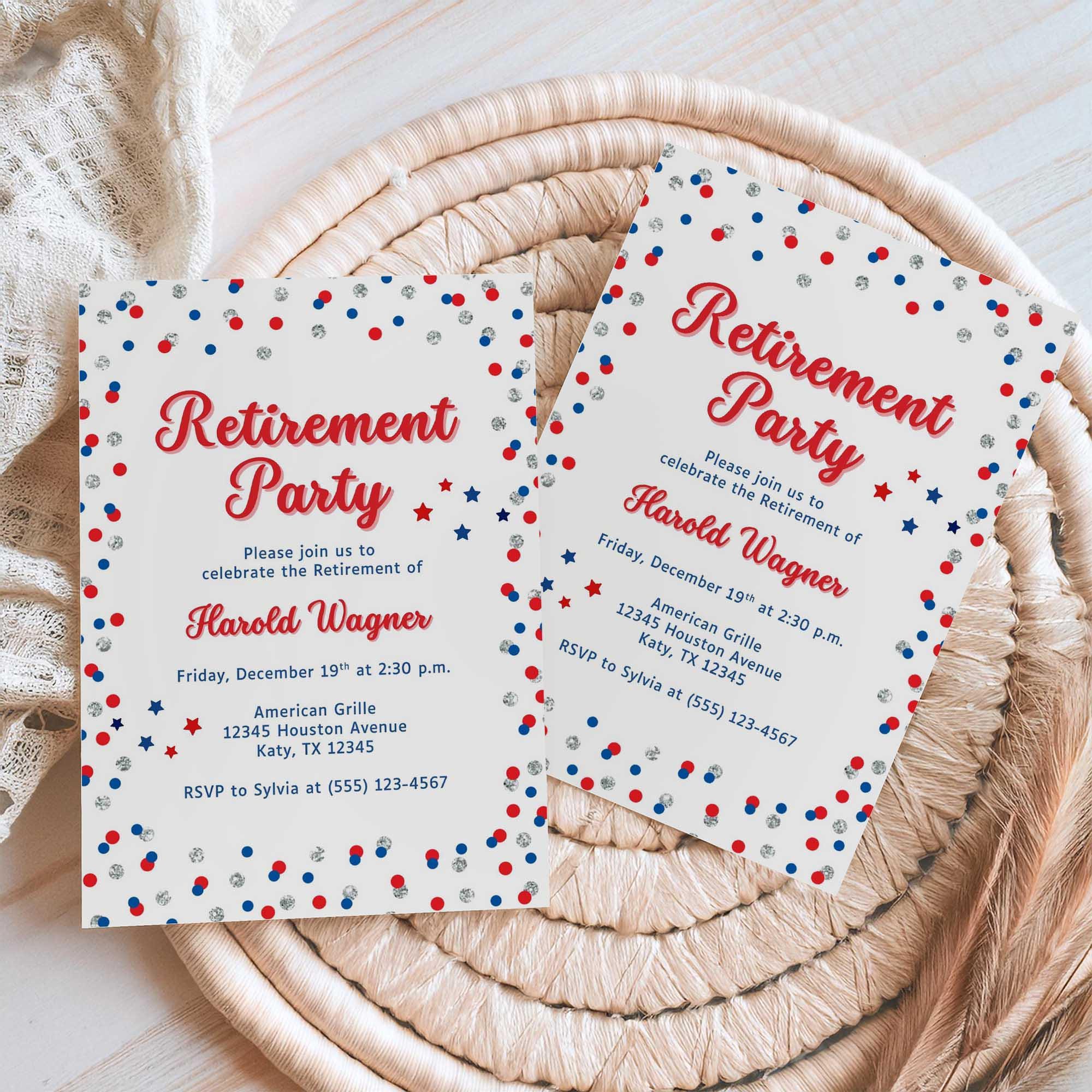 Patriotic Retirement Party Invitation Template, Self-edit, Canva - Etsy