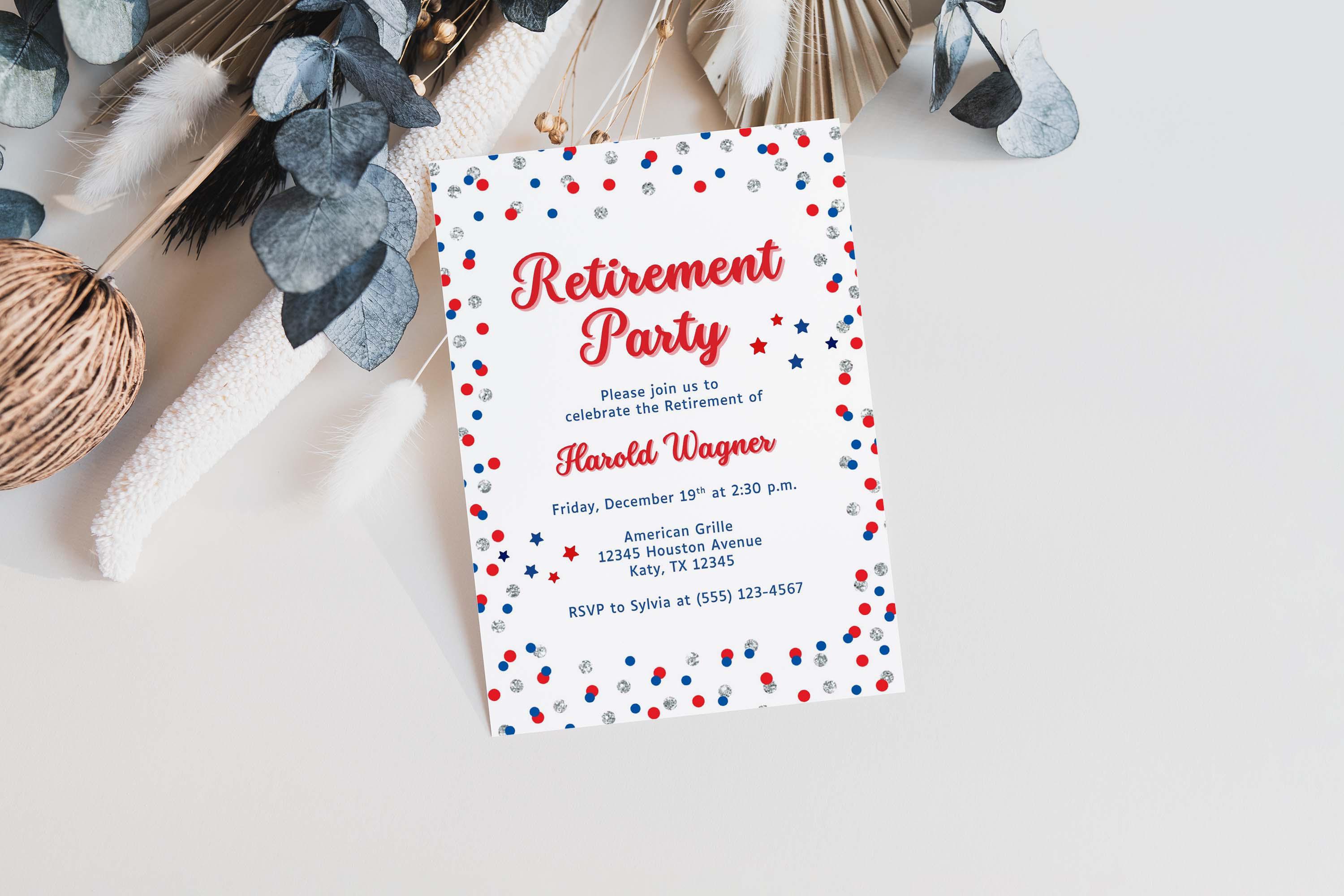 Patriotic Retirement Party Invitation Template, Self-edit, Canva - Etsy
