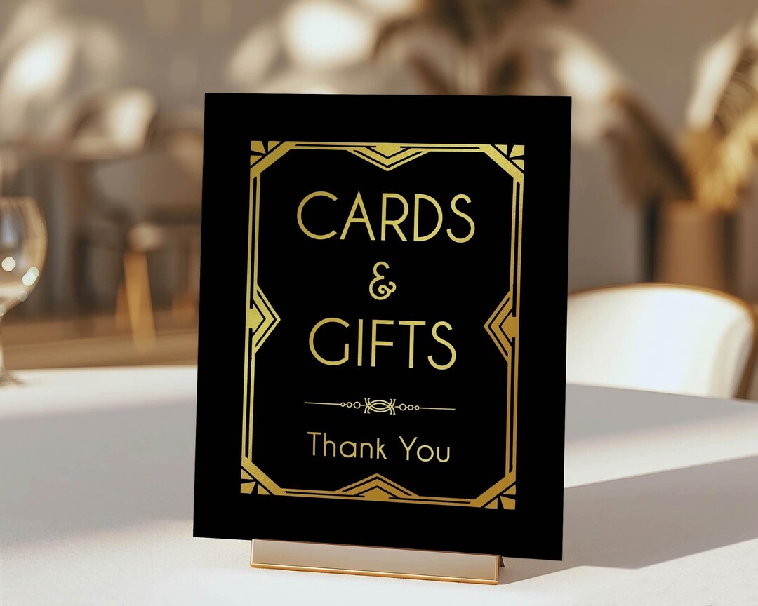Gatsby Cards & Gifts Party Sign, Great Gatsby Birthday, Roaring 20's ...
