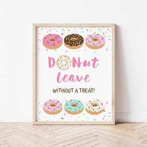 Donut Leave Without a Treat Sign, Pink Donut Sprinkle Baby Shower Favor ...