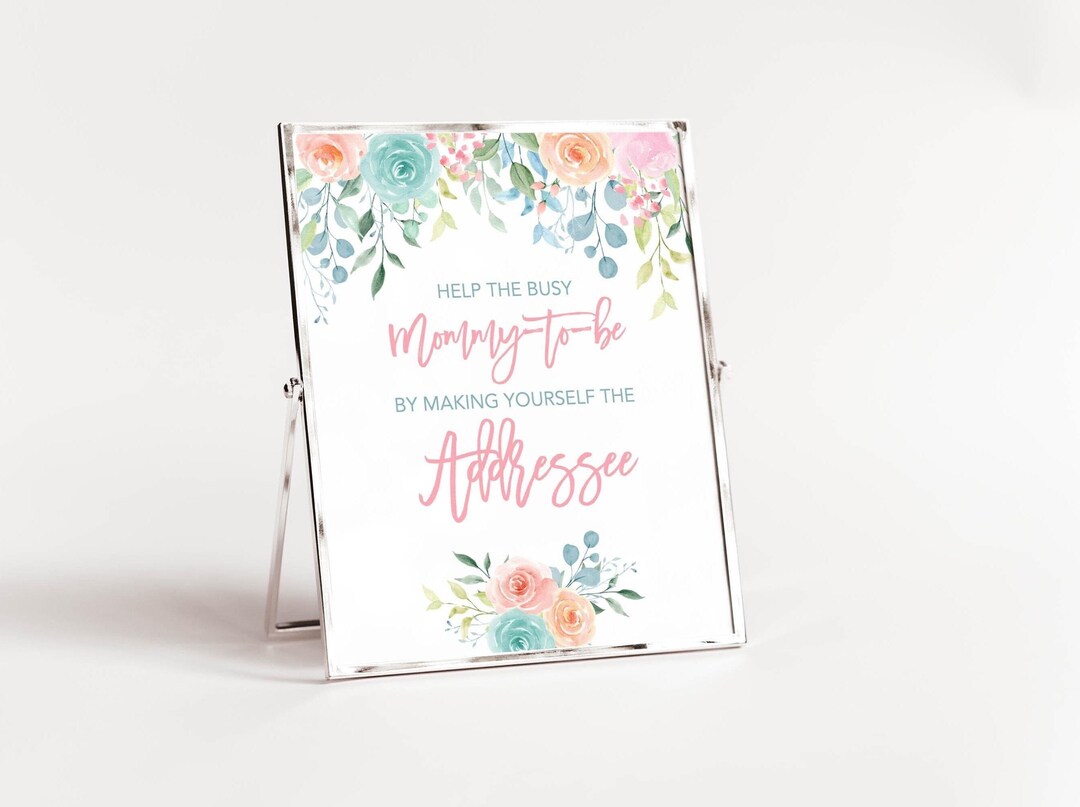 Pastel Address an Envelope Shower Sign, Pastel Floral Help the Busy ...