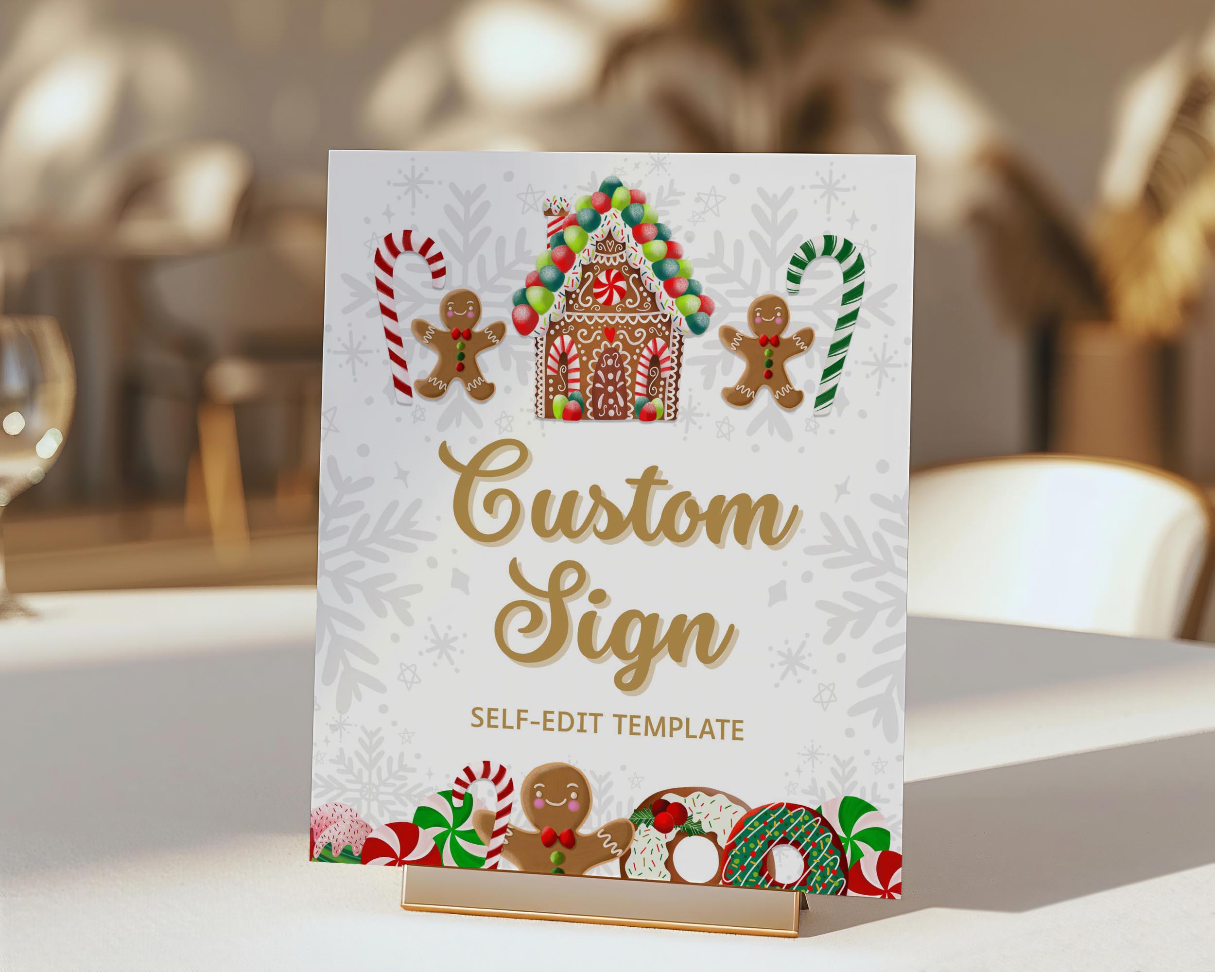Christmas Party Table Sign Template, Editable Gingerbread Design 5x7 ...