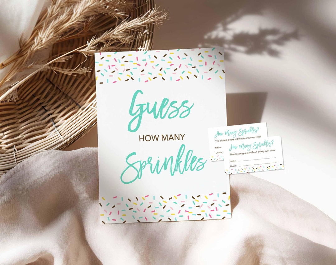 Guess How Many Sprinkles Shower Sign & Tickets, Rainbow Sprinkles ...