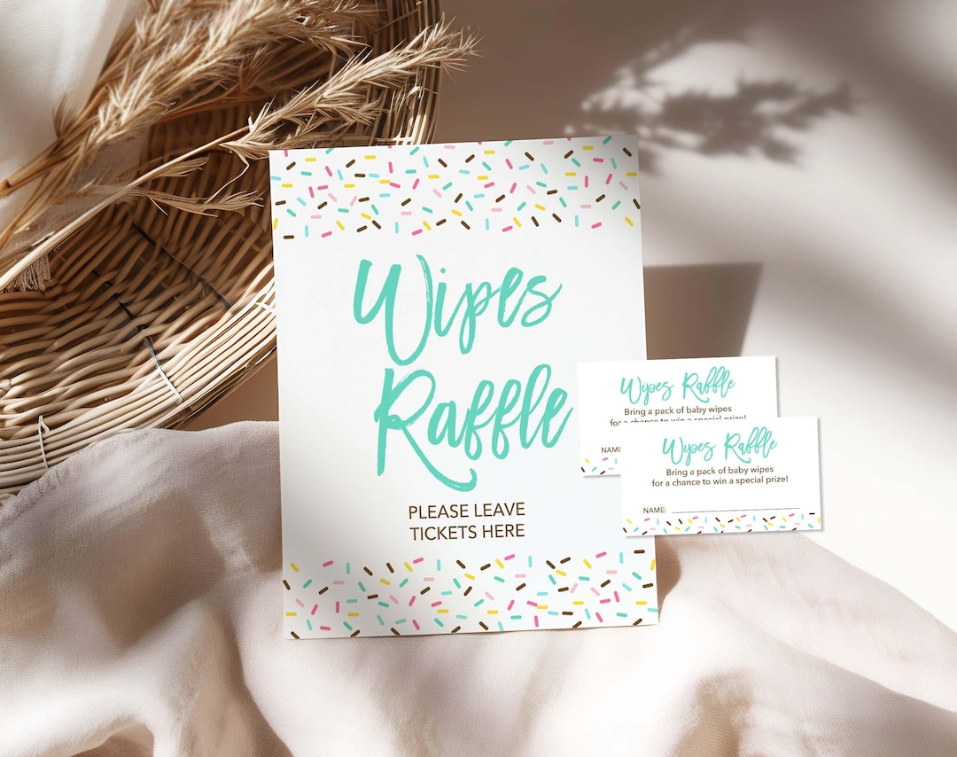 EDITABLE Baby Wipes Raffle Sign & Tickets Template, Rainbow Sprinkles ...