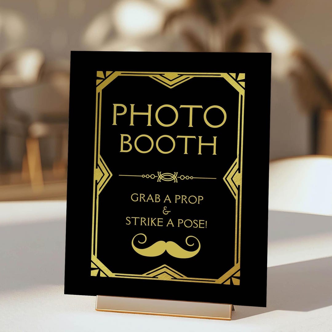 Gatsby Photo Booth Grab a Prop & Strike a Pose Sign, Roaring 20's, 2 ...