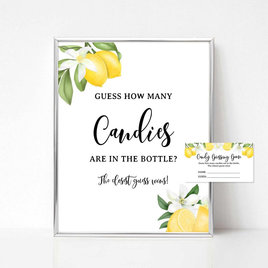 Lemon How Many Candies Baby Shower Game Sign & Tickets, Lemon Citrus ...
