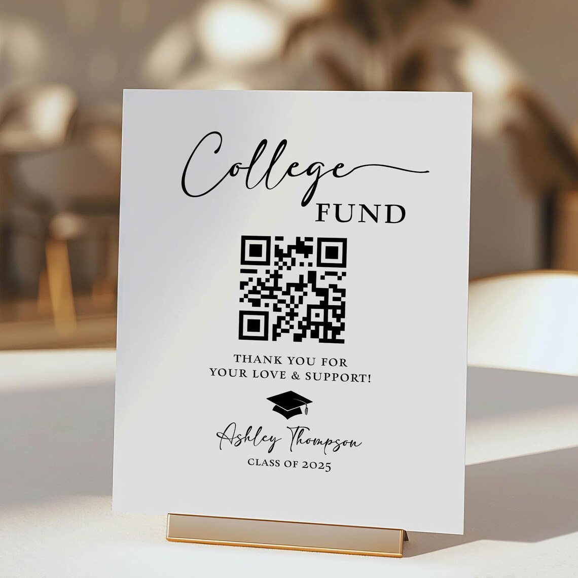 College Fund QR Code Template, Minimalist Graduation Party Sign ...