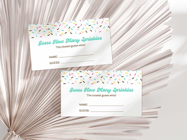 Guess How Many Sprinkles Sign & Cards, Rainbow Sprinkles Guessing Game ...