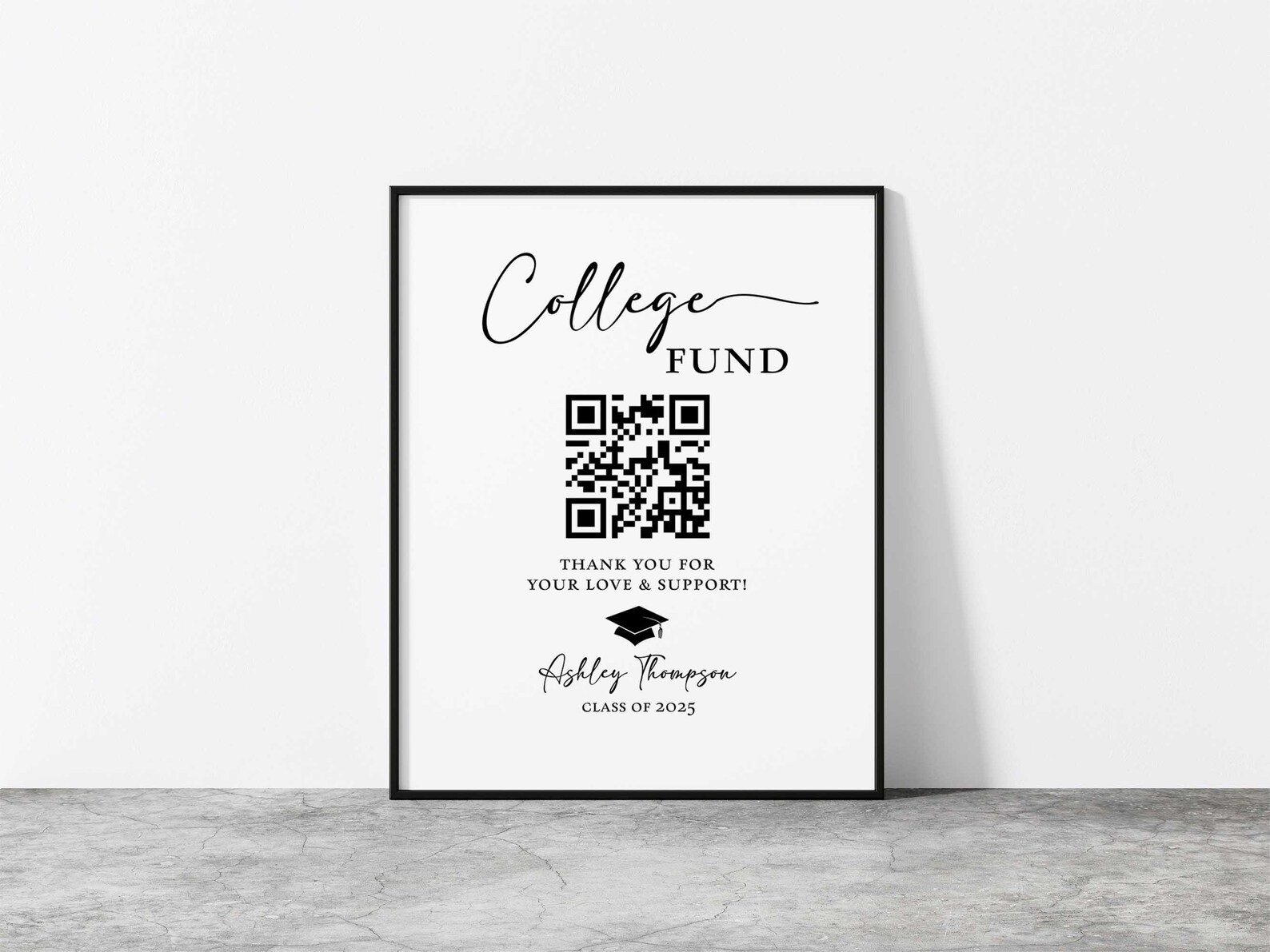 College Fund QR Code Template, Minimalist Graduation Party Sign ...