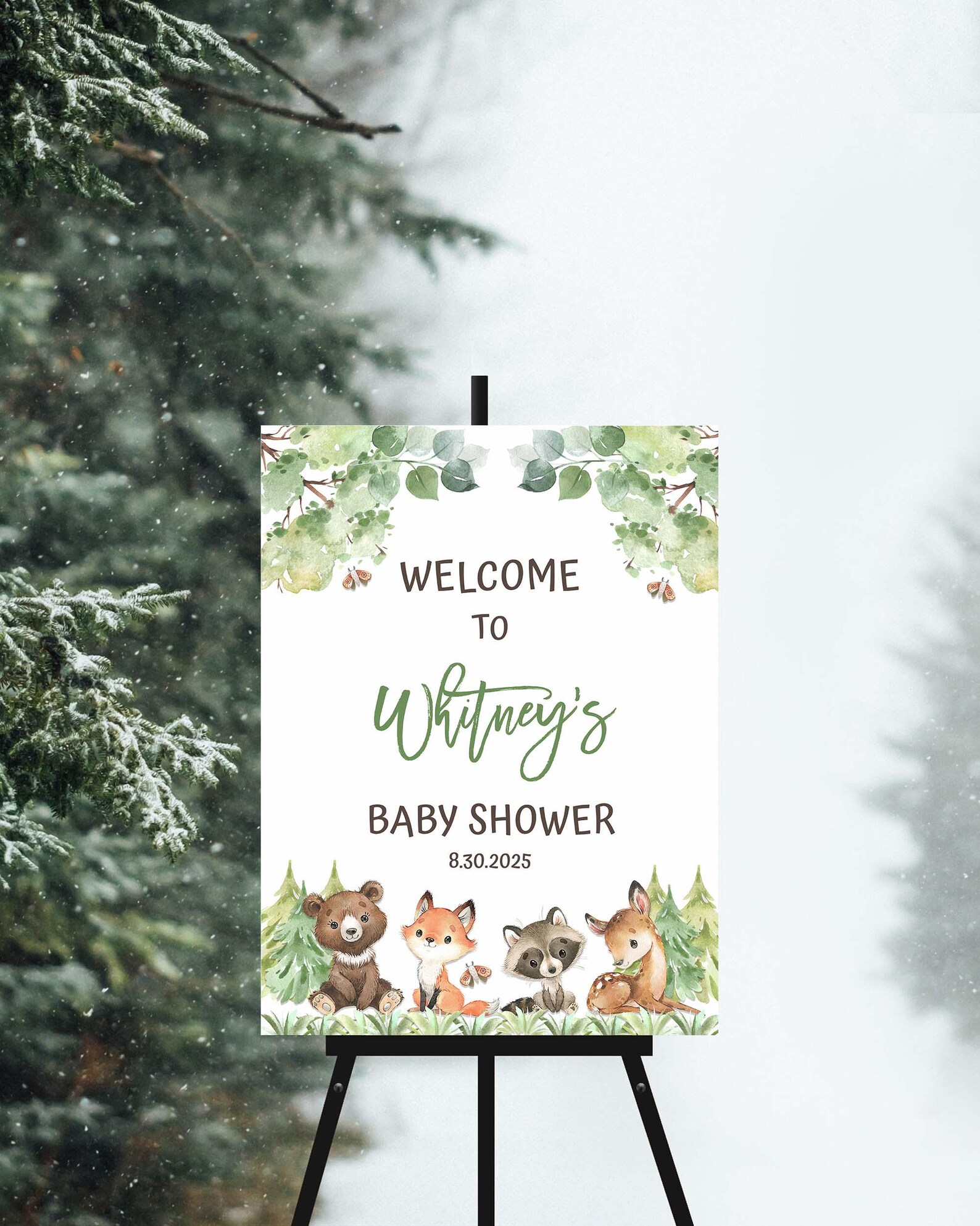 Woodland Welcome Sign Template, Woodland Animals Birthday, Baby Shower ...
