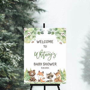 Woodland Welcome Sign Template, Woodland Animals Birthday, Baby Shower ...