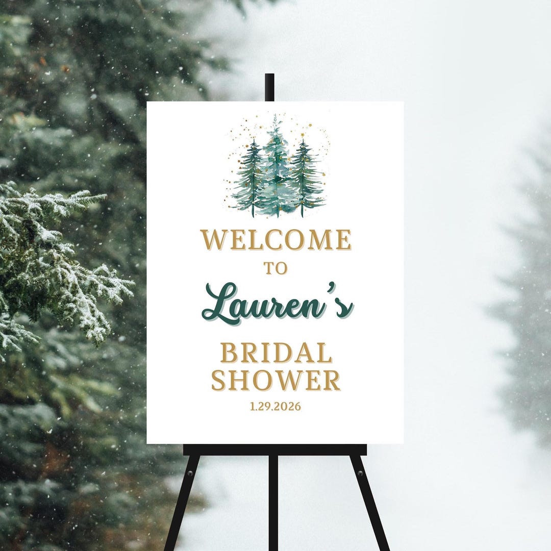 Winter Pine Trees Welcome Sign Template, Birthday, Shower Welcome ...