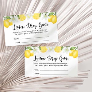 Lemon How Many Lemon Drops Shower Game Sign & Tickets, Lemon Citrus ...
