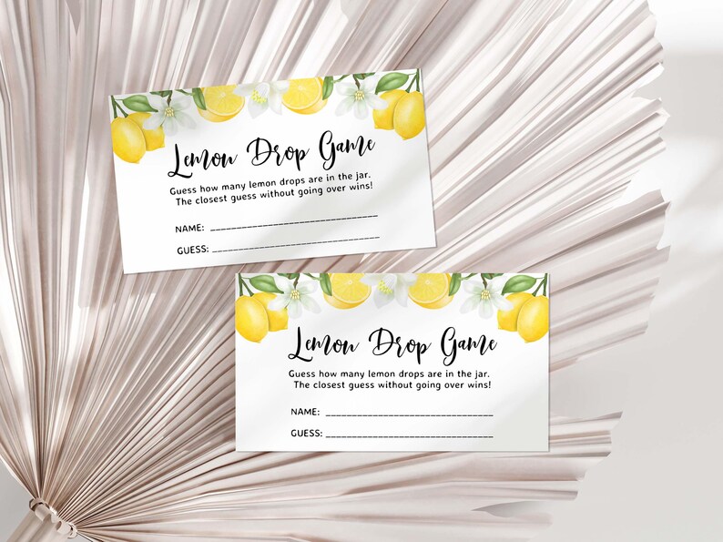 Lemon How Many Lemon Drops Shower Game Sign & Tickets, Lemon Citrus ...