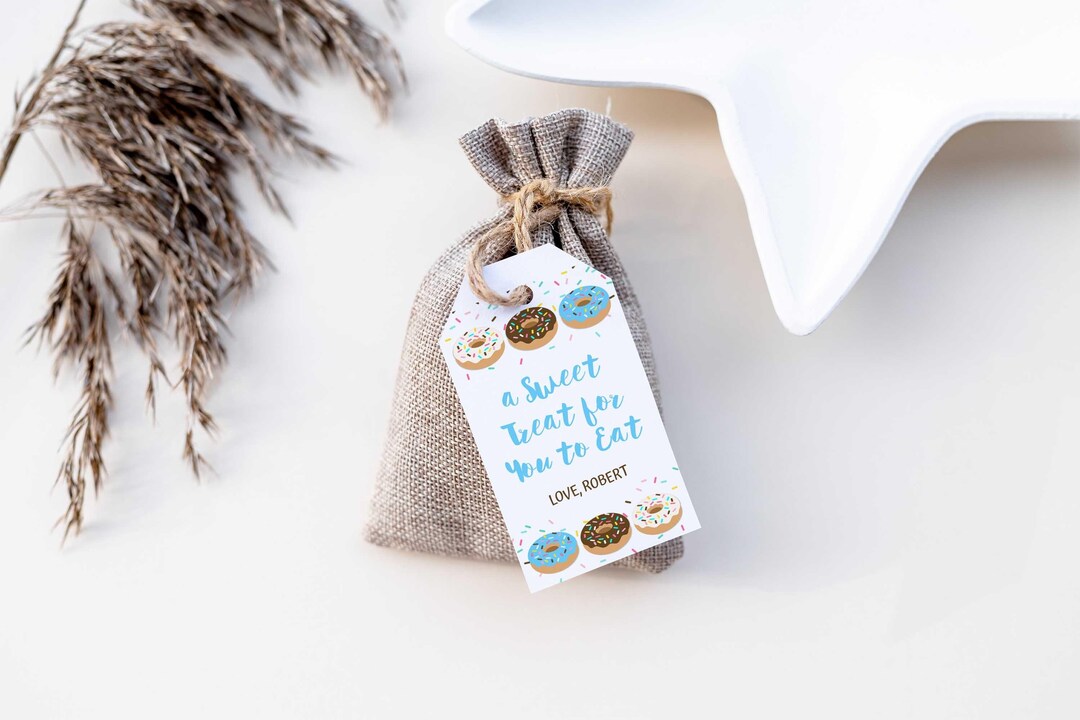 Donut Sweet Treat Favor Tags Template, Blue Donut Sprinkle Favor Tag ...