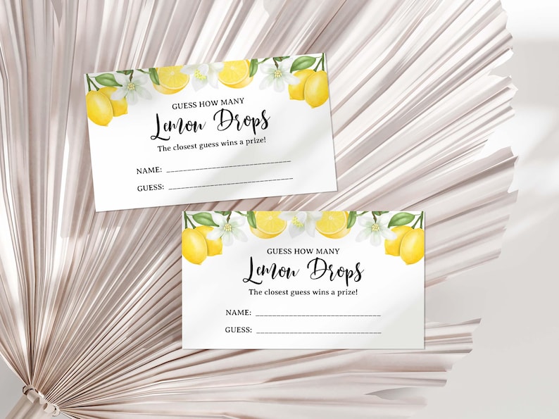 Lemon How Many Lemon Drops Shower Game Sign & Tickets, Lemon Citrus ...