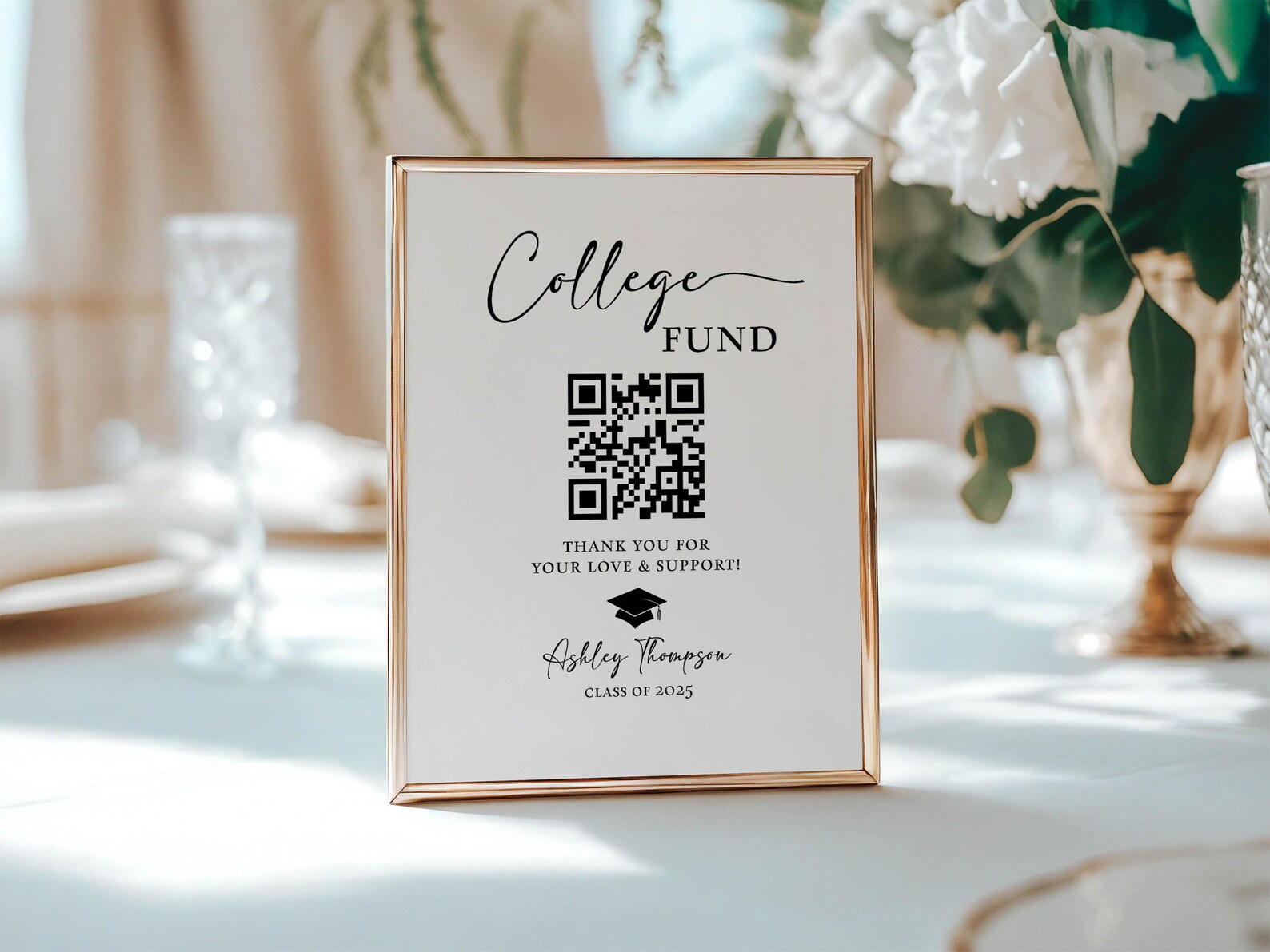 College Fund QR Code Template, Minimalist Graduation Party Sign ...