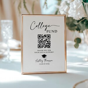 College Fund QR Code Template, Minimalist Graduation Party Sign ...