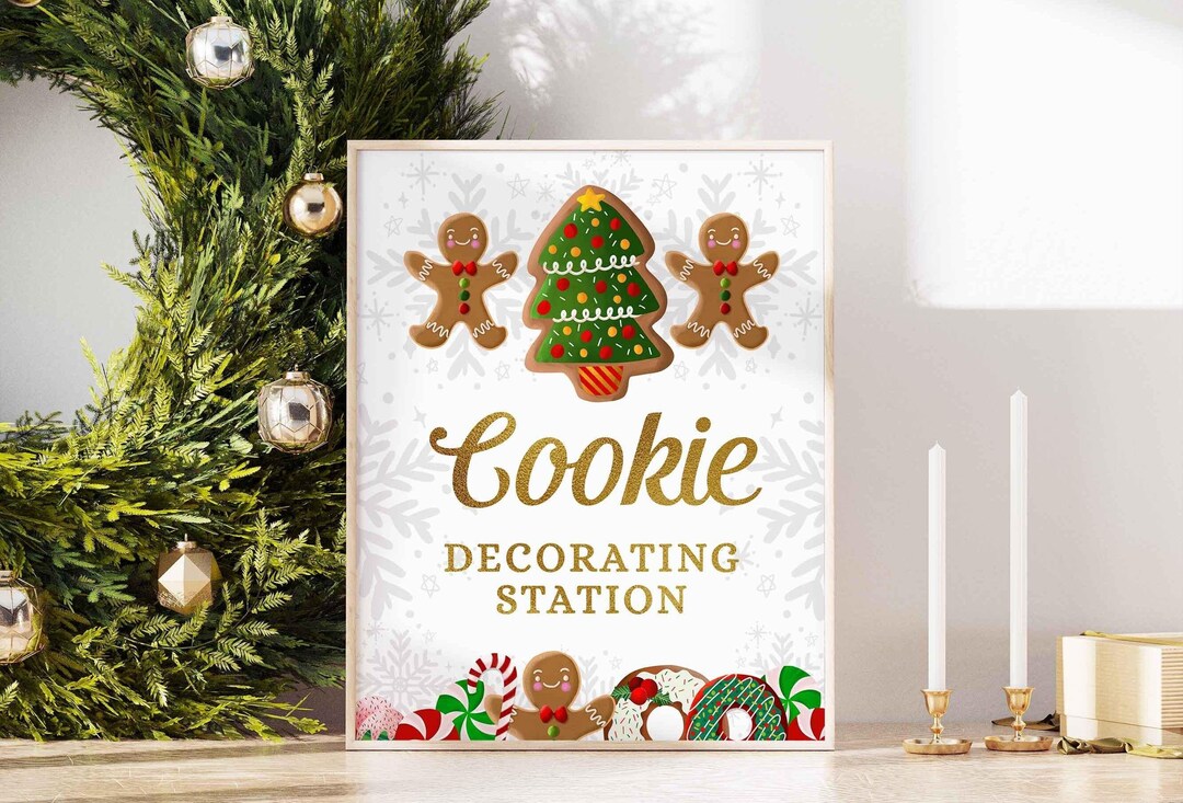 Christmas Cookie Decorating Station Sign, Sweet Christmas Party Table ...