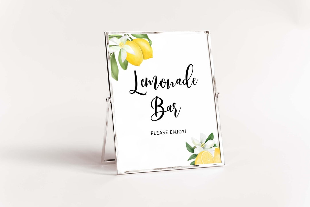 Lemonade Bar Sign: Lemon Citrus Party Table Sign (instant Download, 5x7 ...