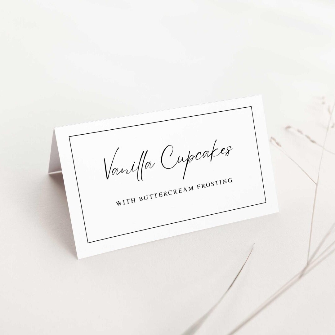 Minimalist Food Labels Template, Editable Buffet Label Tent, Canva, BWM ...
