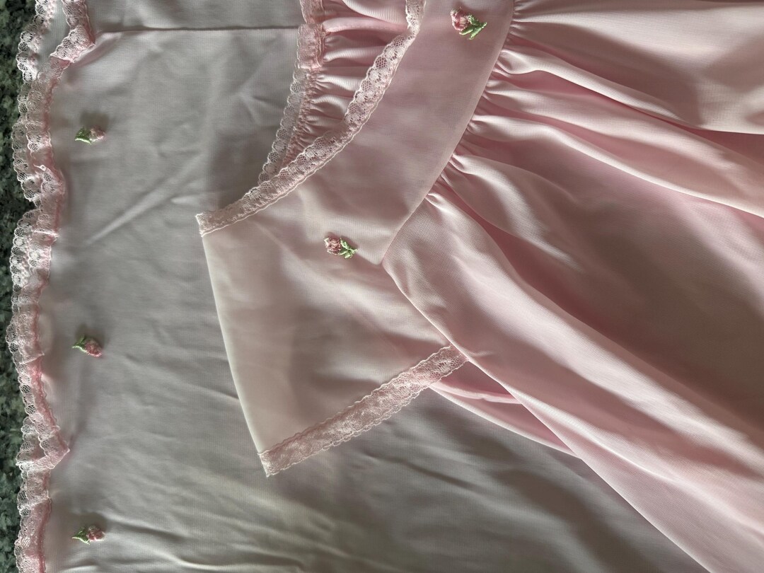 Vtg Henson Kickernick Nightgown Pink With Lace Trim and Rose ...