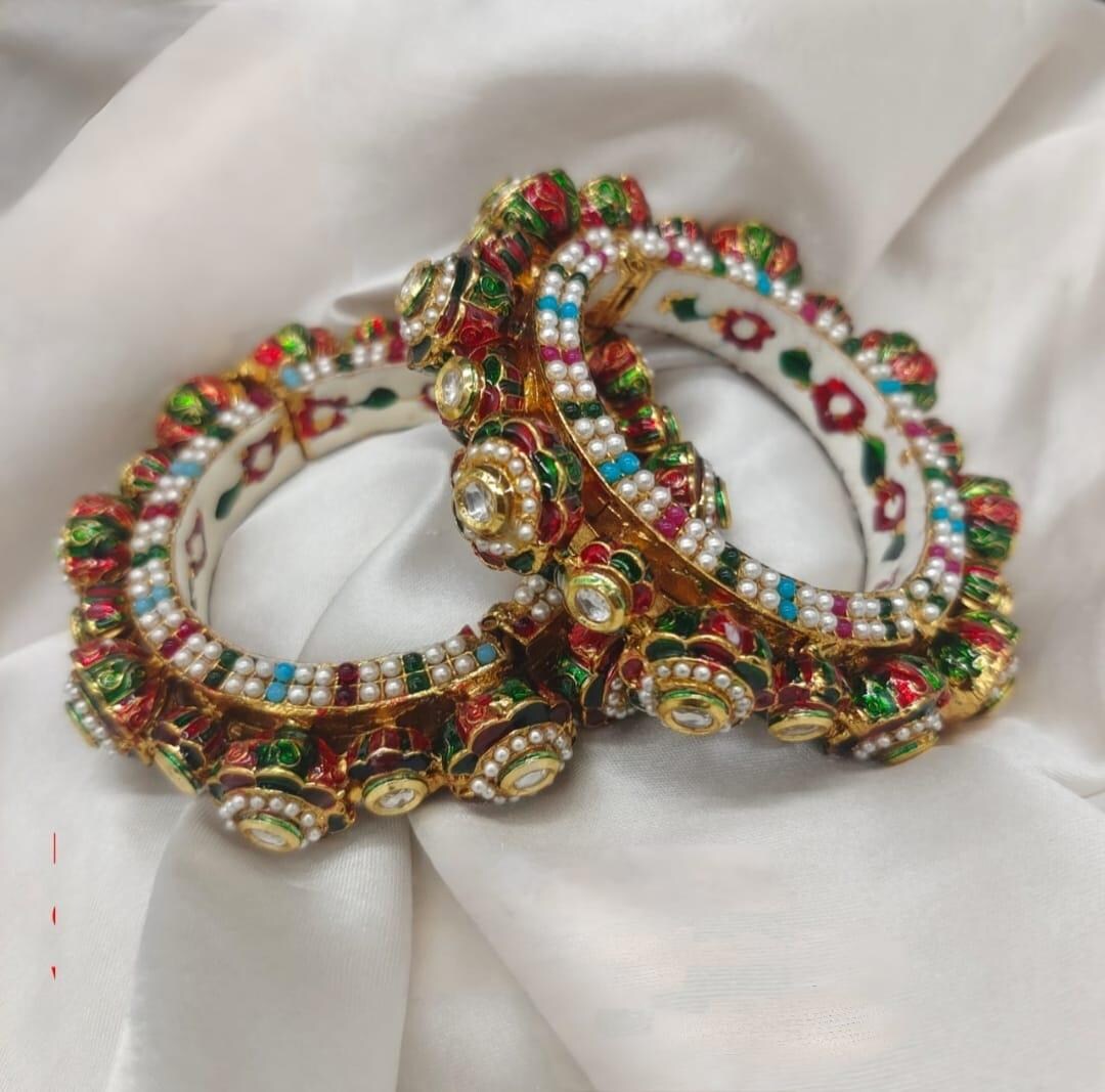 Kundan Bangles/gold Pacheli/indian Bangles/indian Kada/openable Bangle ...