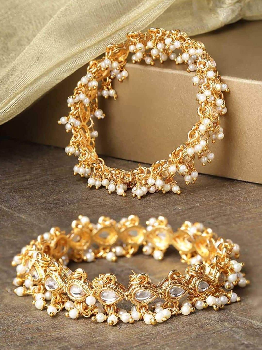 Designer Pearl Bangles -indian Bangles -bridesmaid Gift- Gold Plated ...