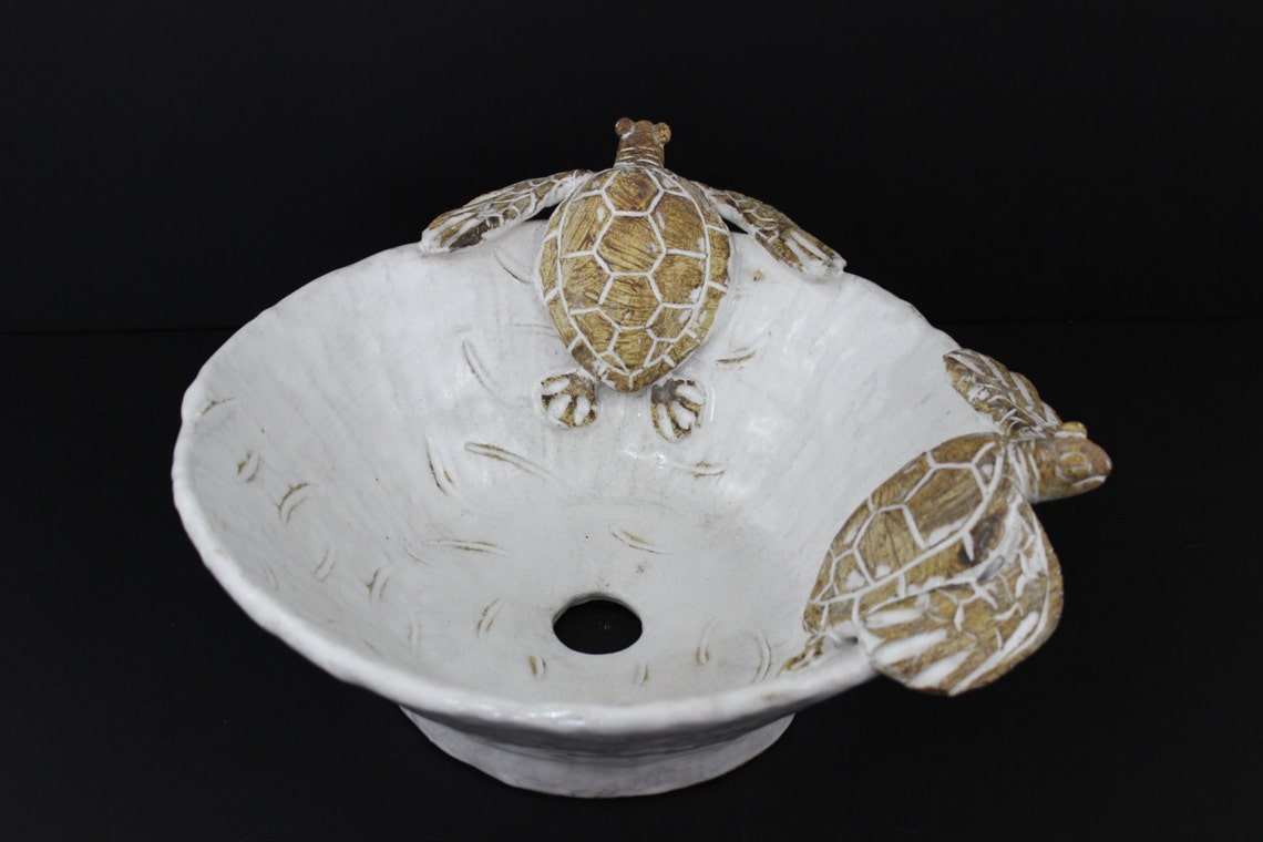 Large Hand Made Ceramic Sea Turtle Vessel Sink by Shayne Greco - Etsy